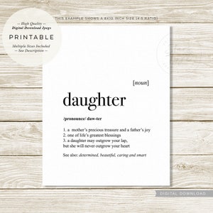 Daughter Definition, PRINTABLE Art, Special Birthday Gift, Dictionary ...