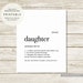 Daughter Definition, PRINTABLE Art, Special Birthday Gift, Dictionary ...