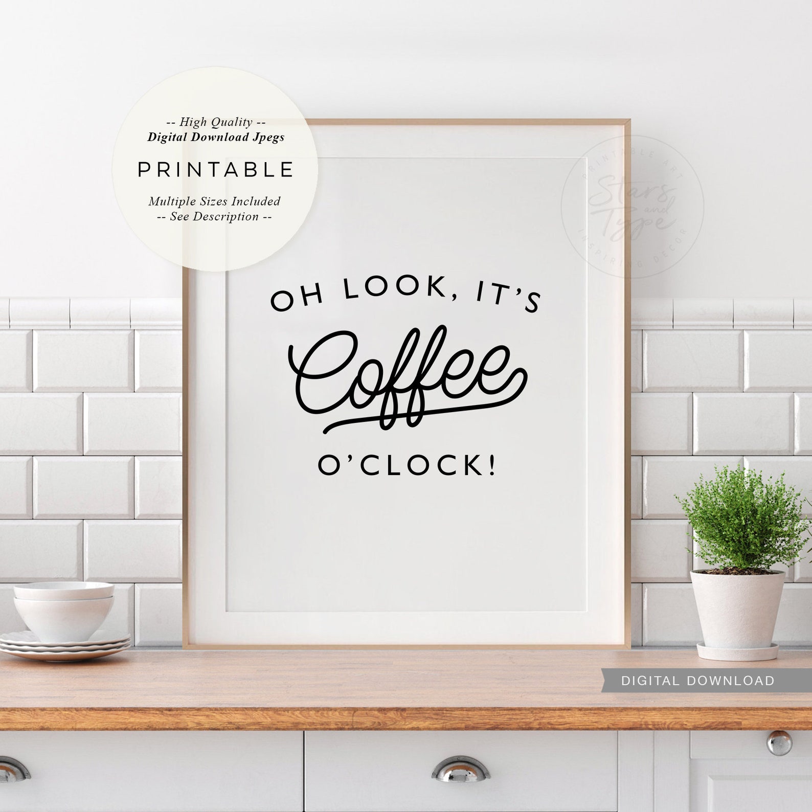 It's Coffee O'clock PRINTABLE Wall Art Coffee Lovers - Etsy