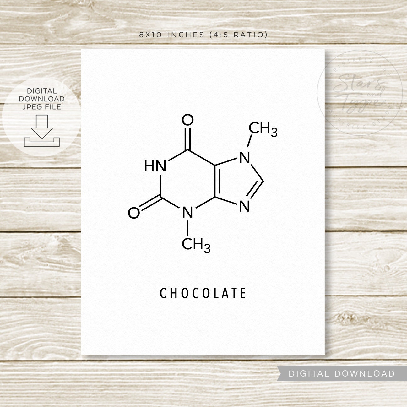 Chocolate Molecule PRINTABLE Wall Art Theobromine Sweets - Etsy UK
