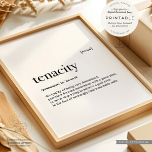 Tenacity Definition, PRINTABLE Office Desk Art, Dictionary Meaning ...