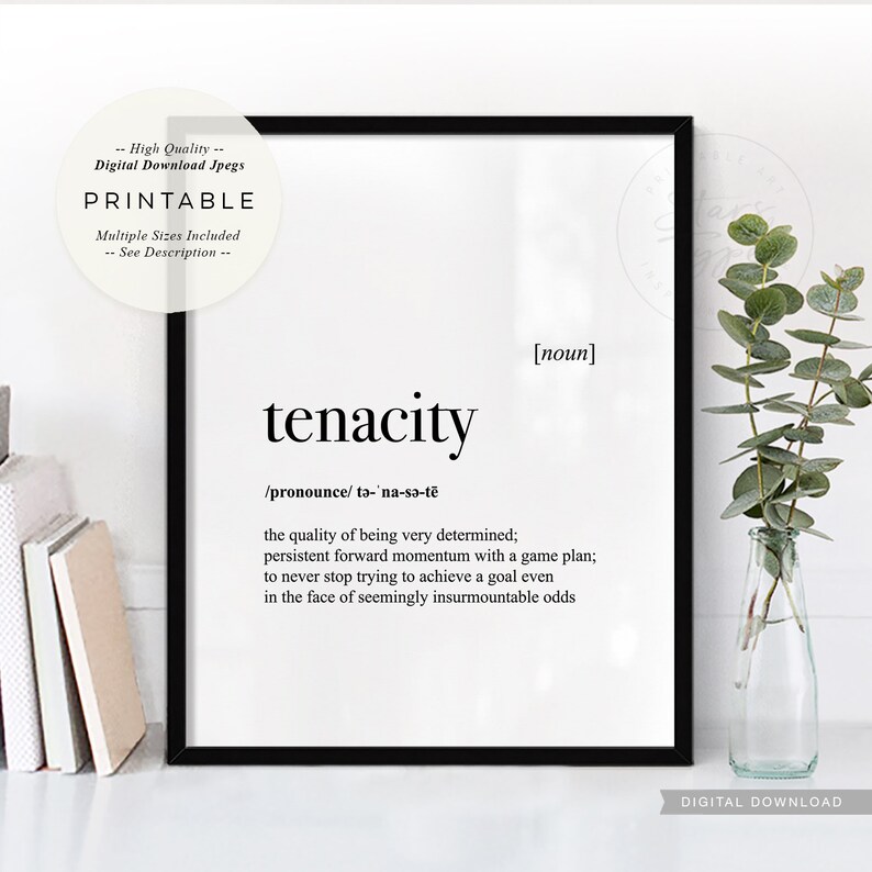 Tenacity Definition PRINTABLE Office Desk Art Dictionary - Etsy