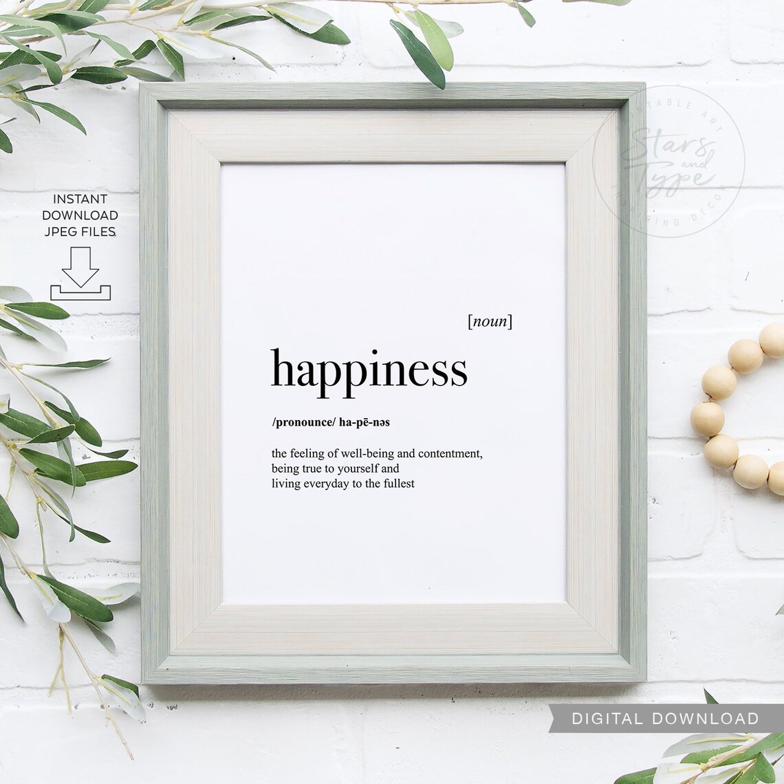 Happiness Definition PRINTABLE Art Dictionary Meaning Happy - Etsy