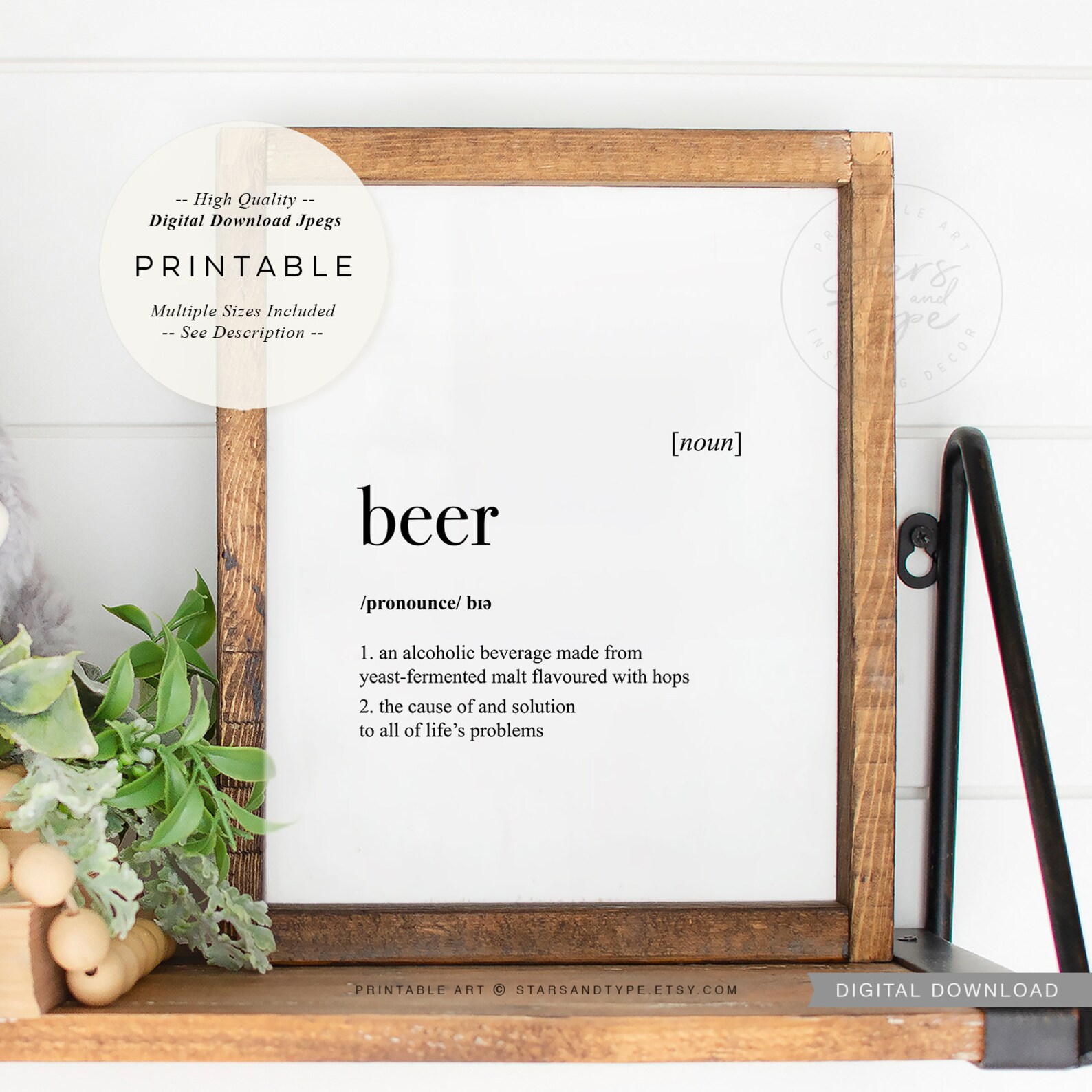 Beer Definition PRINTABLE Art Kitchen Decor Fun Husband - Etsy UK