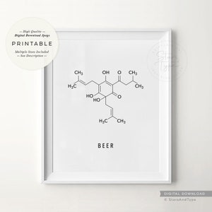 Beer Molecule, PRINTABLE Wall Art, Molecule Science Chemistry Art ...
