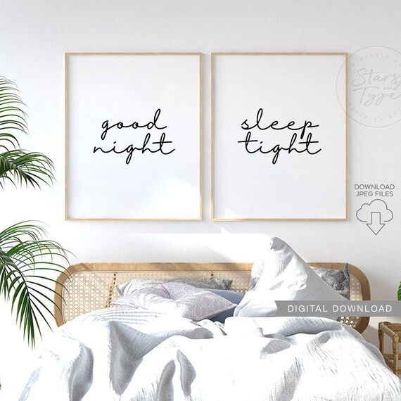 Good Night Sleep Tight PRINTABLE Wall Art Set of 2 Above Bed | Etsy