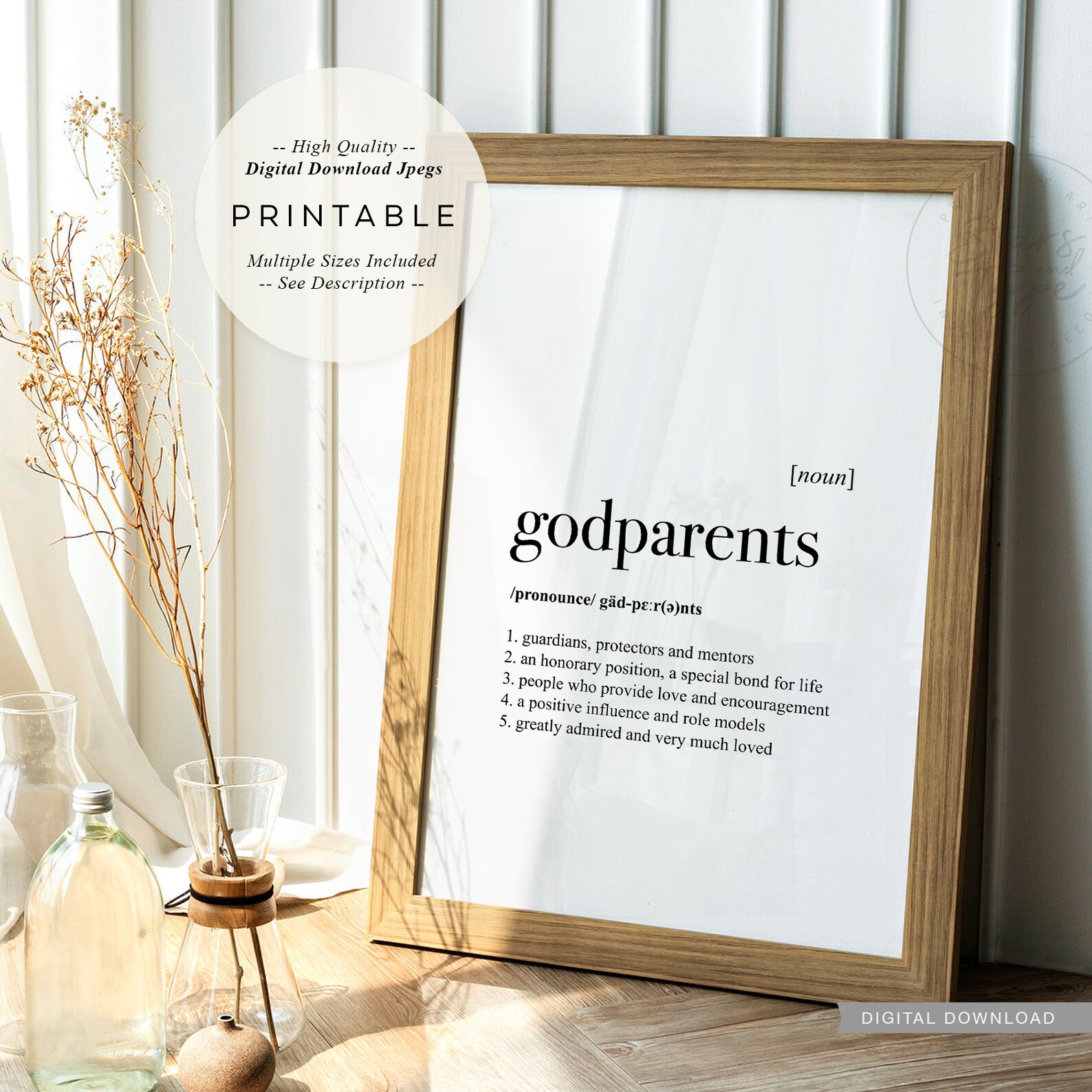 Godparents Definition PRINTABLE Art Godparent Guideparents - Etsy UK