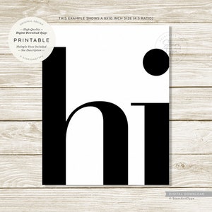 Hi PRINTABLE Wall Art, Bold Statement Typography, Modern Gallery Wall ...