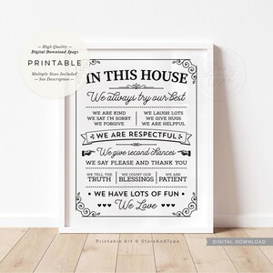 Family House Home Rules PRINTABLE Wall Art in This House We - Etsy UK