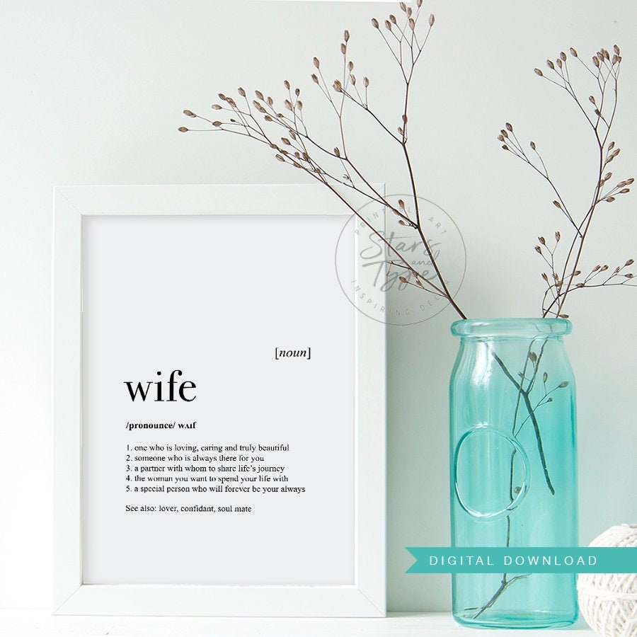 Wife Definition PRINTABLE Art Decor Dictonary Meaning | Etsy
