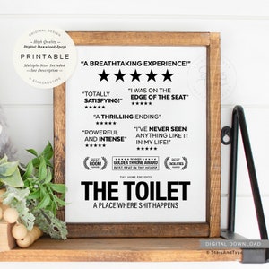 Toilet 5 Star Reviews, PRINTABLE Wall Art, Bathroom Rating Sign, Funny ...