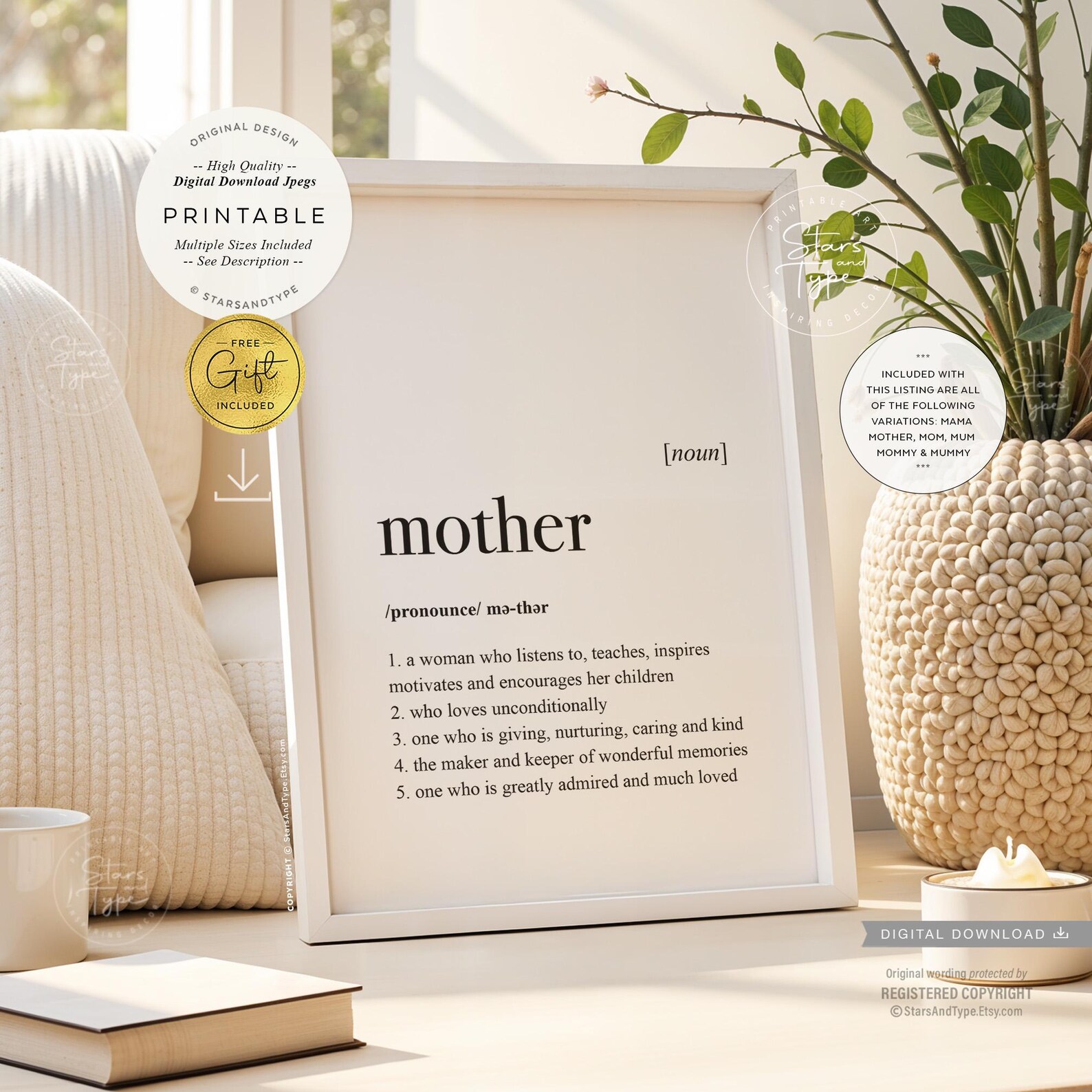 Mother Definition, PRINTABLE Art, Mom Mum Mommy Mummy Quote, Digital ...
