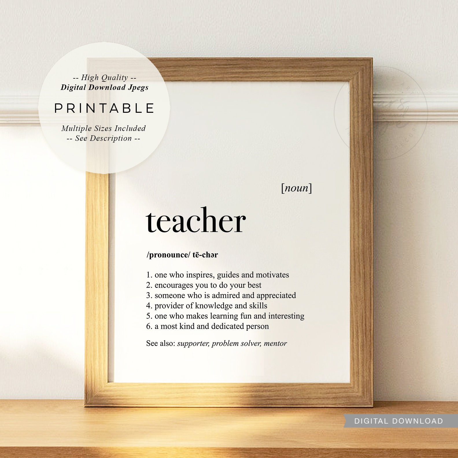 Teacher Definition PRINTABLE Art School Teacher End of Year - Etsy UK