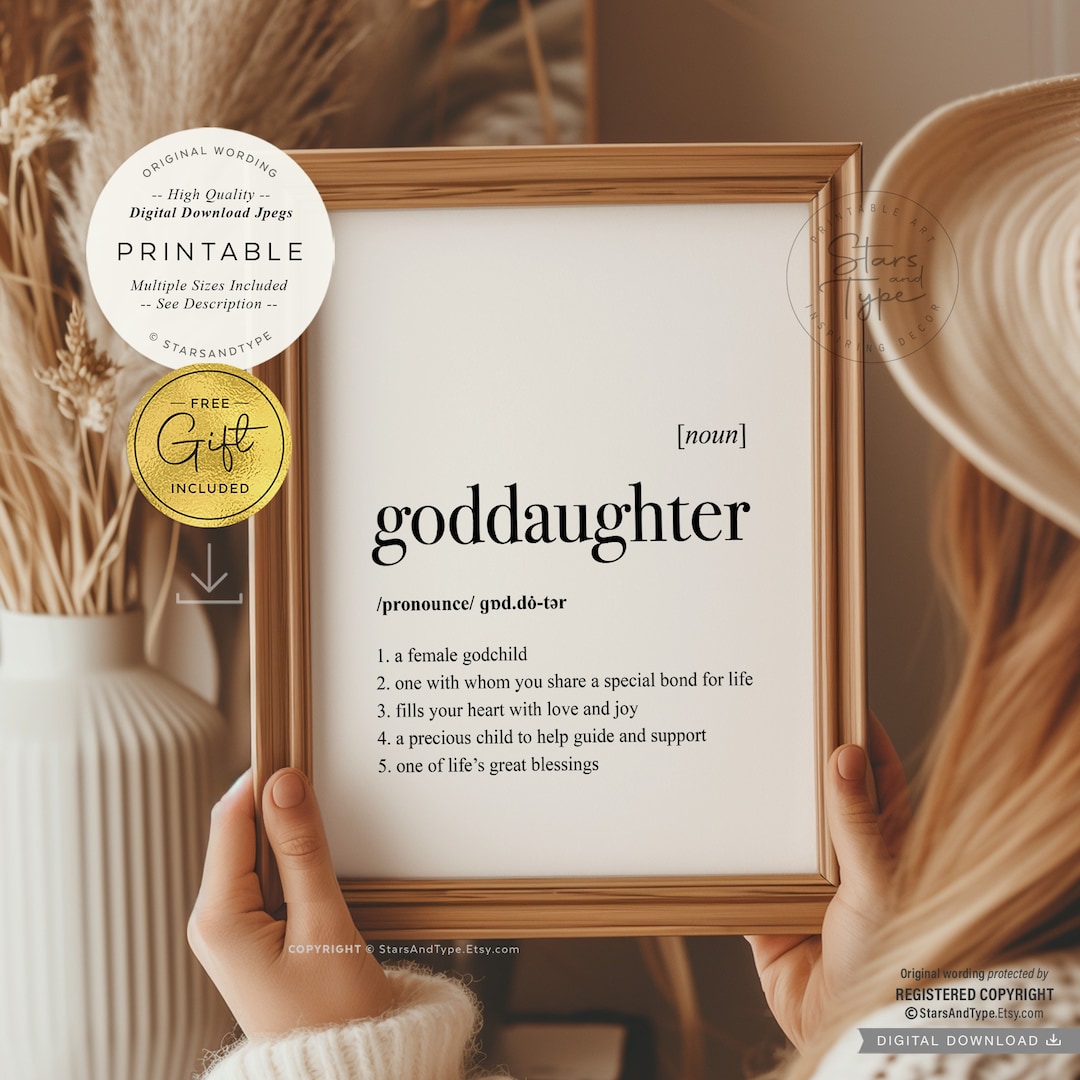 Goddaughter Definition, PRINTABLE Art, Dictionary Meaning, Godchild ...