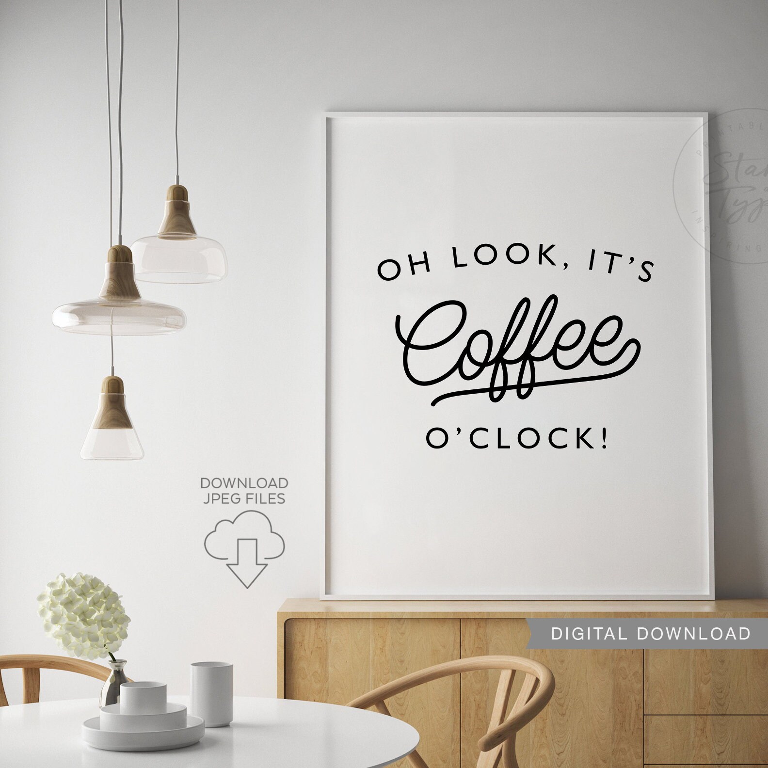 It's Coffee O'clock PRINTABLE Wall Art Coffee Lovers | Etsy