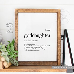 Goddaughter Definition, PRINTABLE Art, Dictionary Meaning, Godchild ...