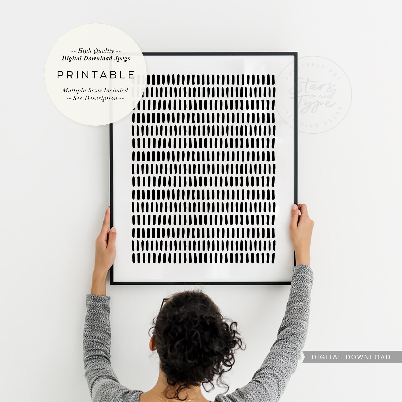 Abstract Black Lines Pattern PRINTABLE Wall Art Boho Modern - Etsy