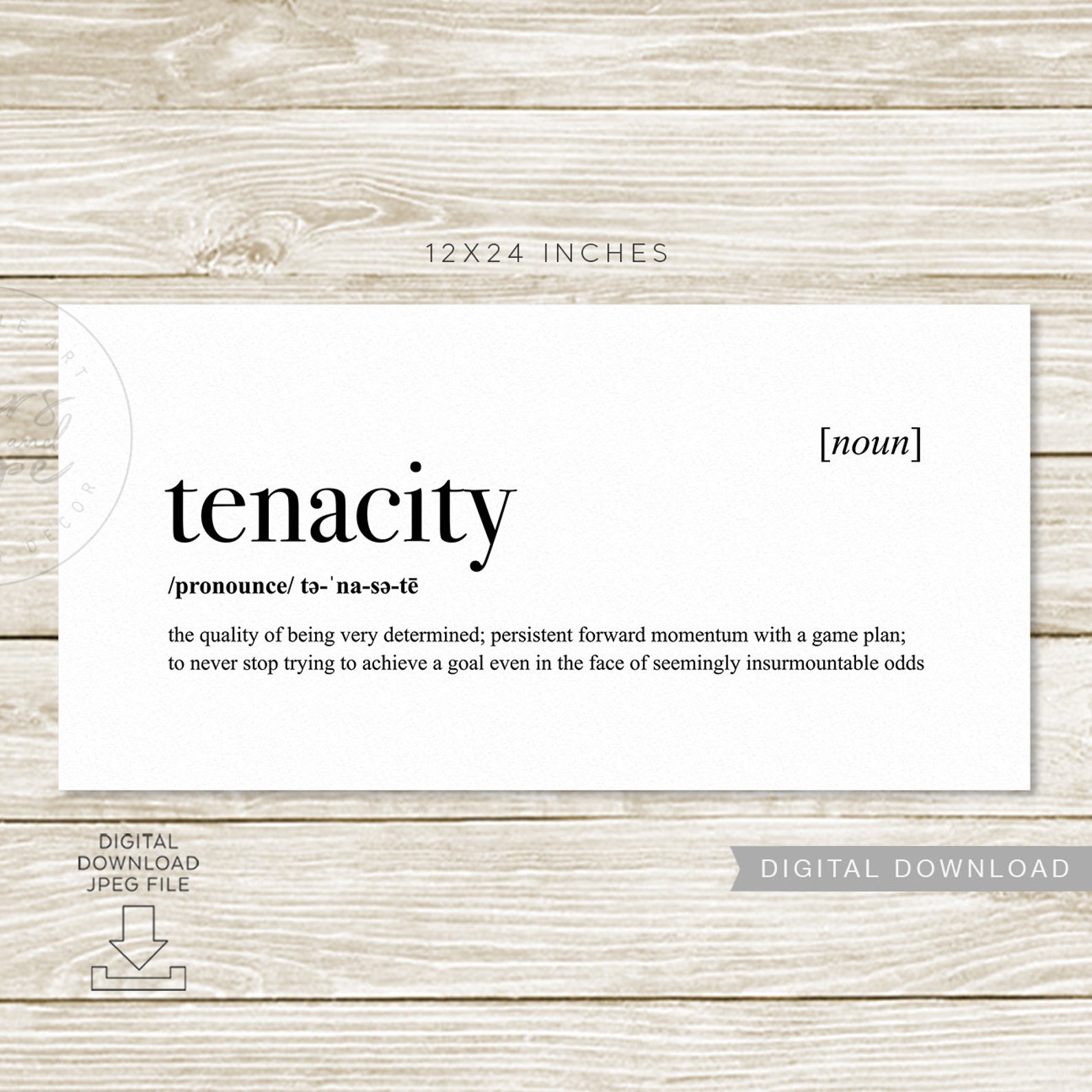 Tenacity Definition PRINTABLE Office Desk Art Dictionary - Etsy UK