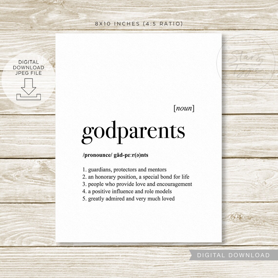 Godparents Definition PRINTABLE Art Godparent Guideparents | Etsy