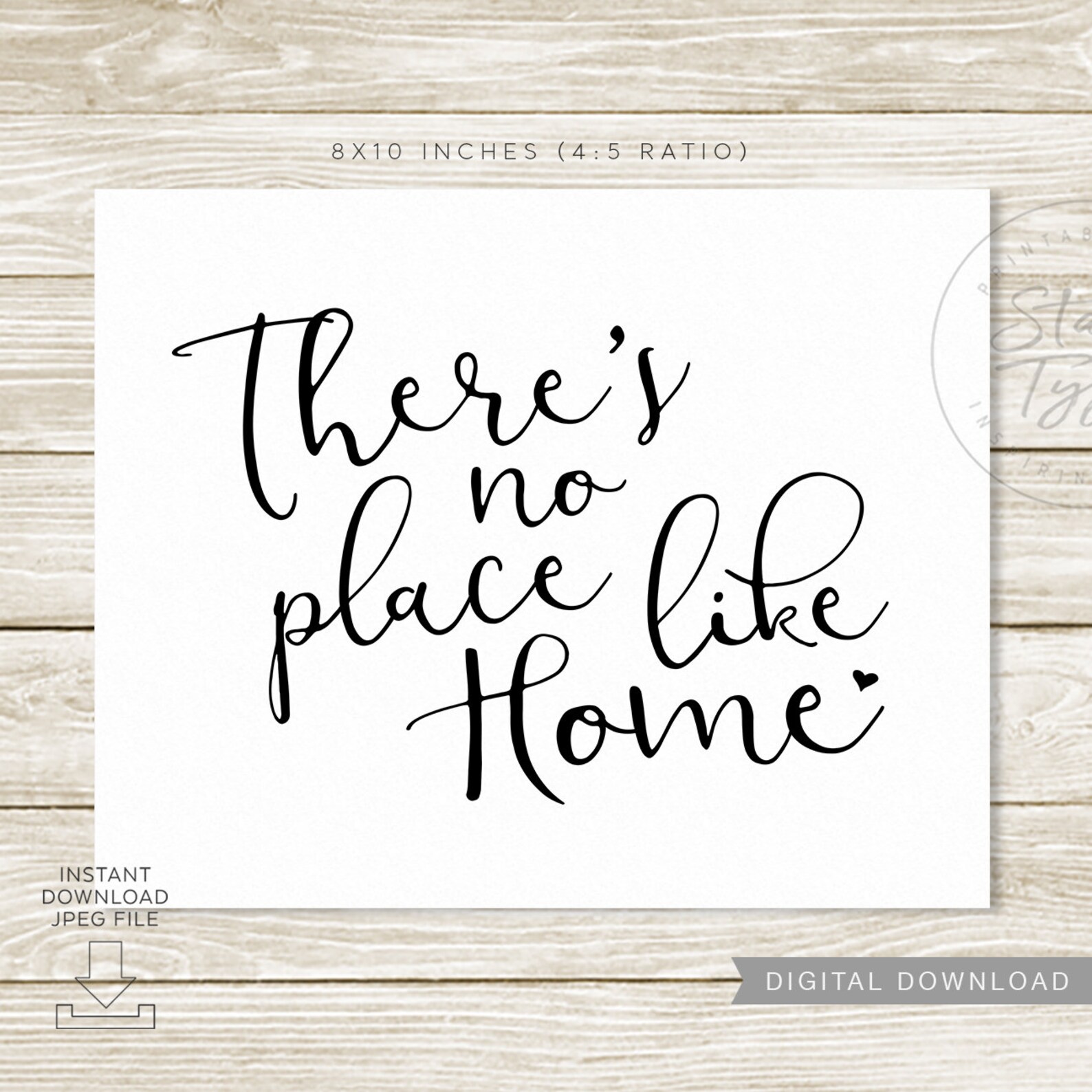 Theres No Place Like Home PRINTABLE Wall Art Entry Way - Etsy
