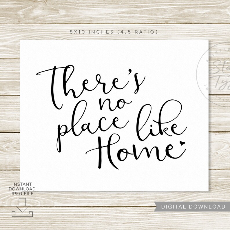 Theres no place like home PRINTABLE Wall Art Entry Way | Etsy