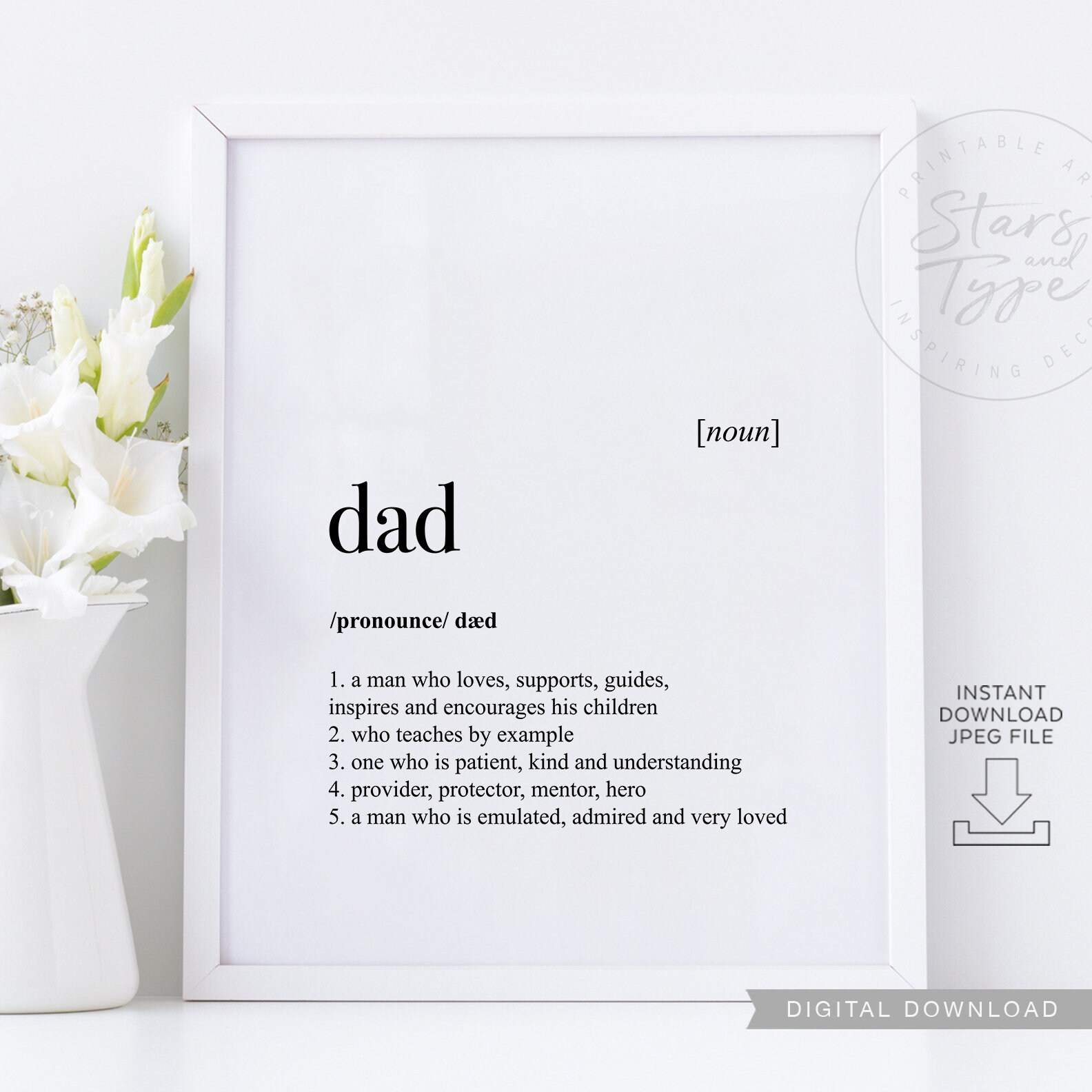 Dad Definition PRINTABLE Art Pops Daddy Papa Father Quote - Etsy UK
