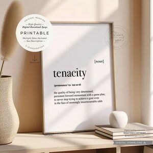 Tenacity Definition, PRINTABLE Office Desk Art, Dictionary Meaning ...