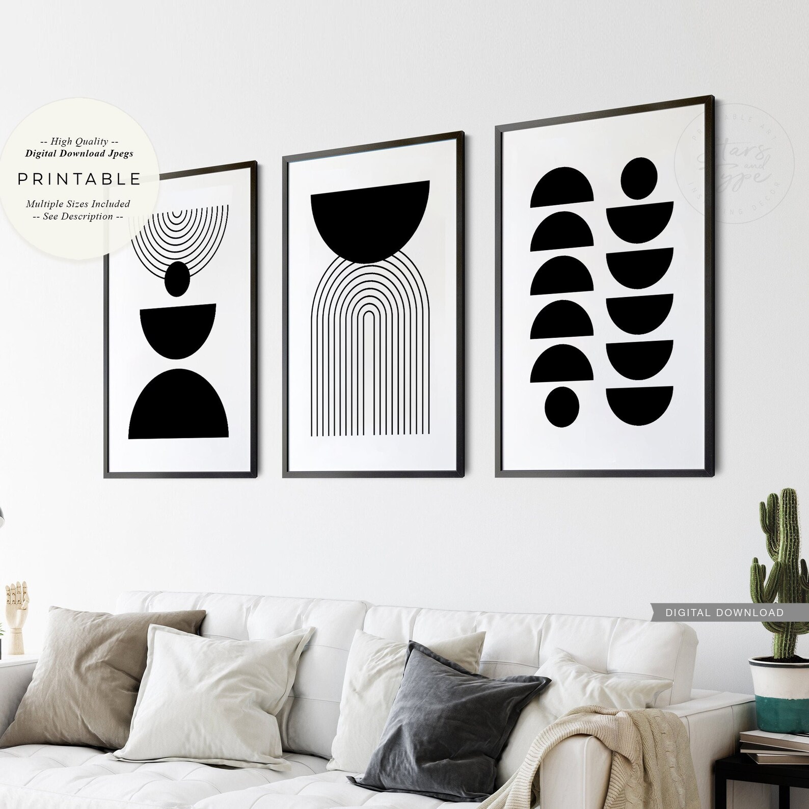 Geometric Arches Mid Century Modern PRINTABLES Set of 3 - Etsy