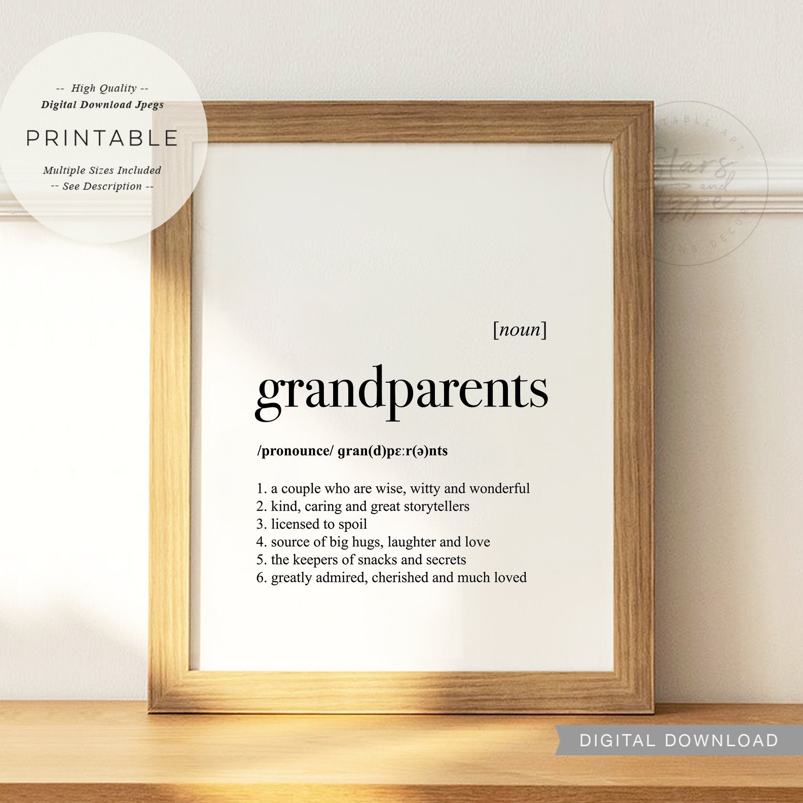 Grandparents Definition PRINTABLE Art Grandparent | Etsy