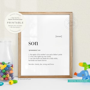 Son Definition, PRINTABLE Art, Special Gift for A Boy, Son Quote Sign ...