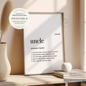 Uncle Definition, PRINTABLE Art, Gift for Special Uncle, Dictionary ...
