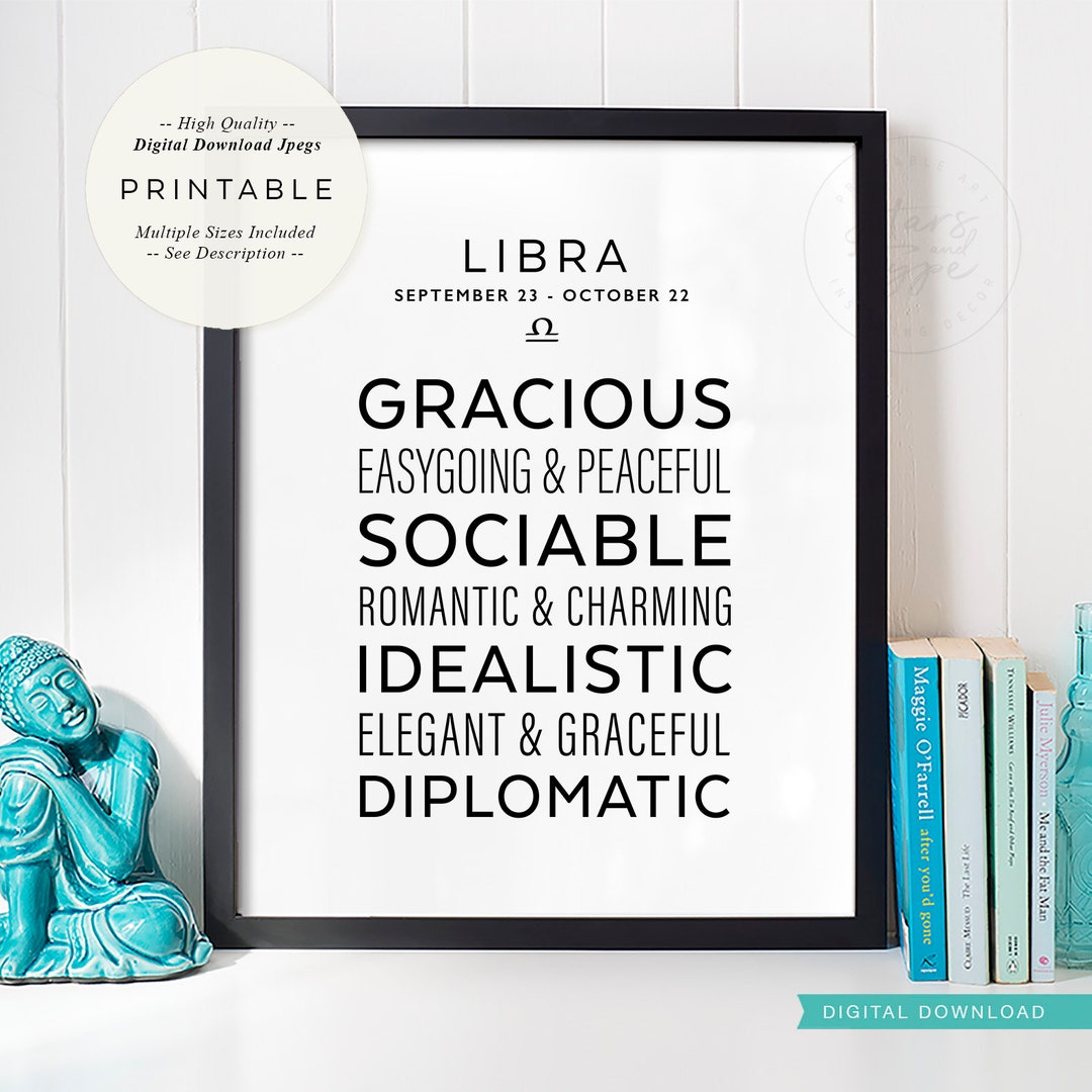 Libra Star Sign, Zodiac Meanings, PRINTABLE Wall Art, Sign ...