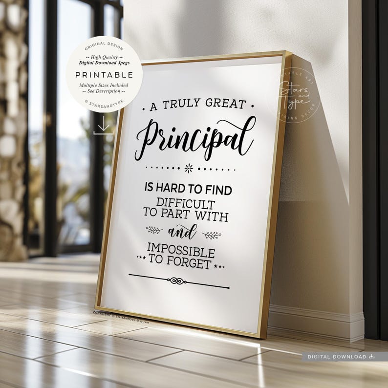 A Truly Great Principal is Hard to Find, PRINTABLE Art, School Teacher ...