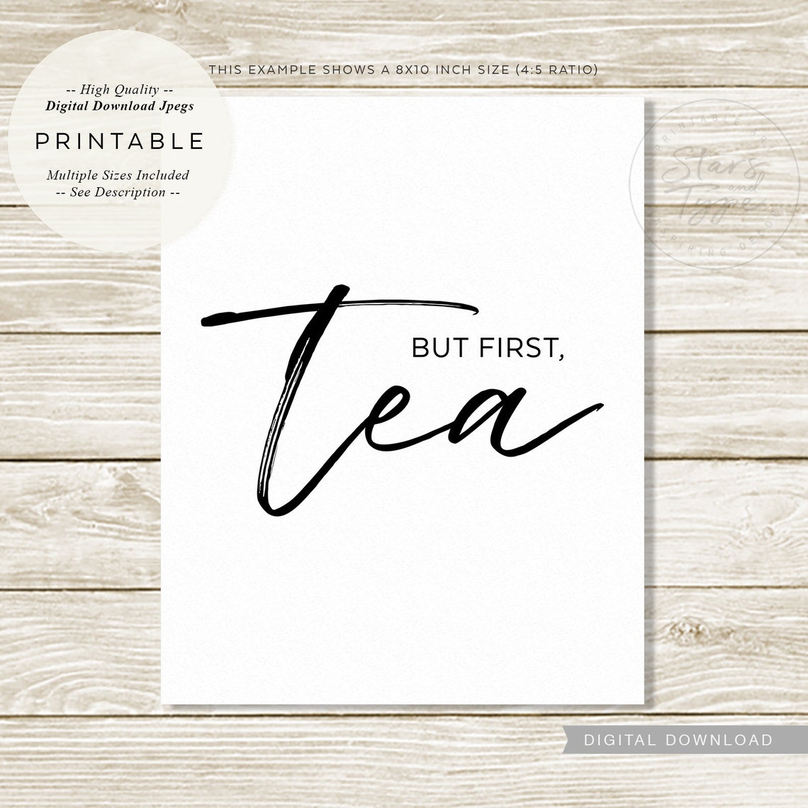 But First Tea PRINTABLE Wall Art Tea Lovers Quote Kitchen | Etsy
