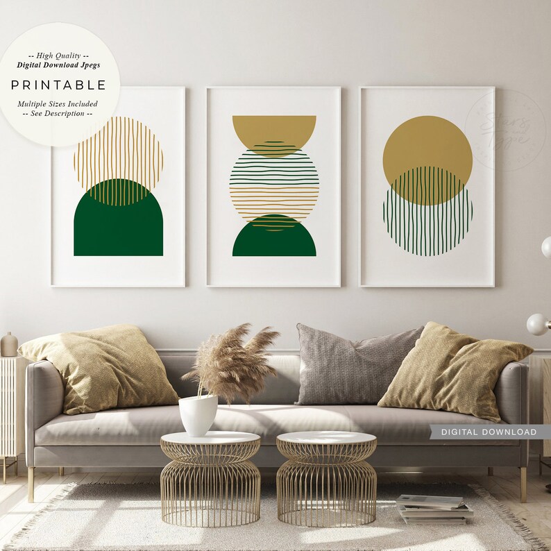 Mid Century Modern Circles PRINTABLES Set of 3 Abstract - Etsy