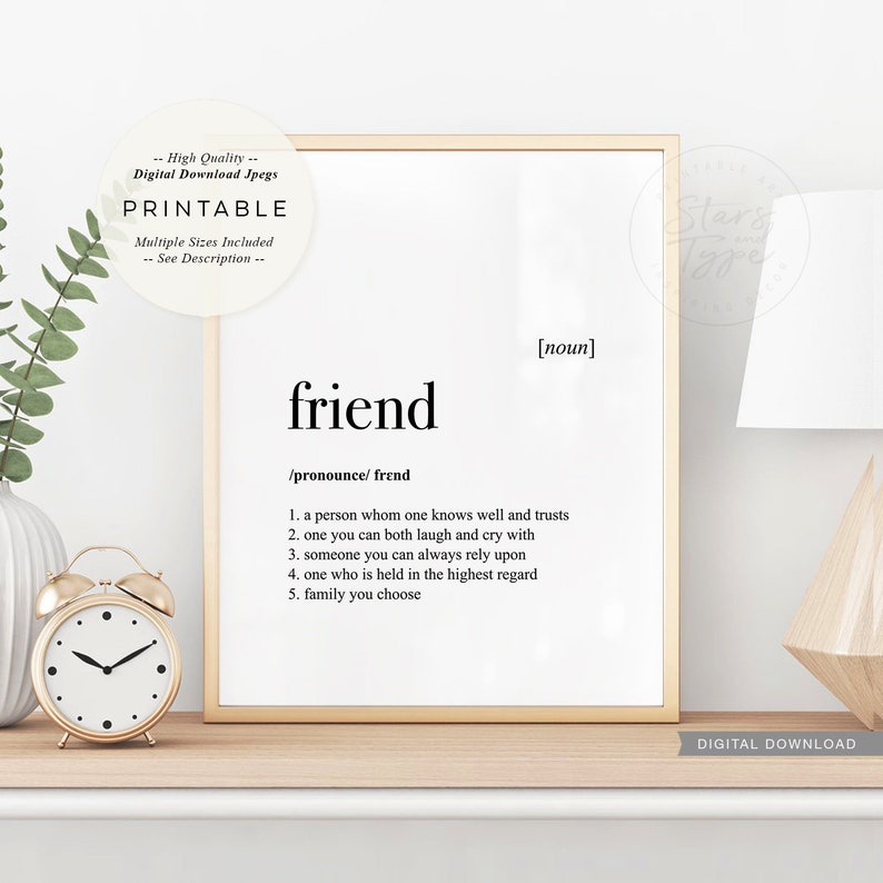 Friend Dictionary PRINTABLE Art Definition Meaning Special - Etsy UK