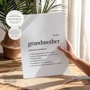 Grandmother Definition, PRINTABLE Art, Grandma Granny Nanna Gran Gift ...