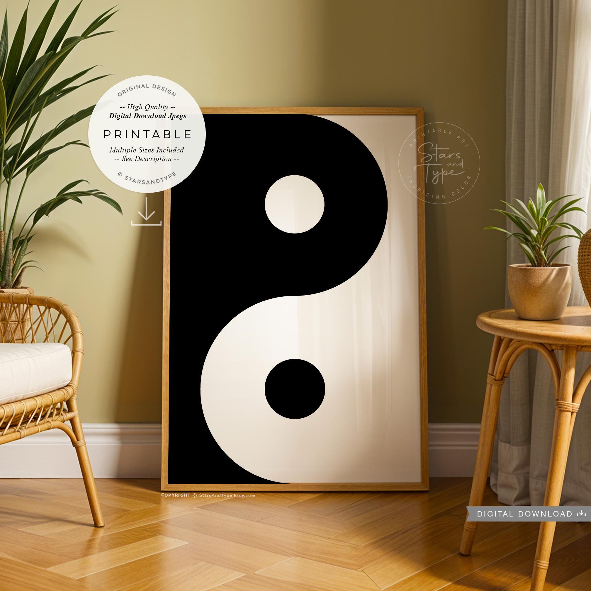 Ying Yang PRINTABLE Wall Art, Black White Boho Minimalist Decor ...