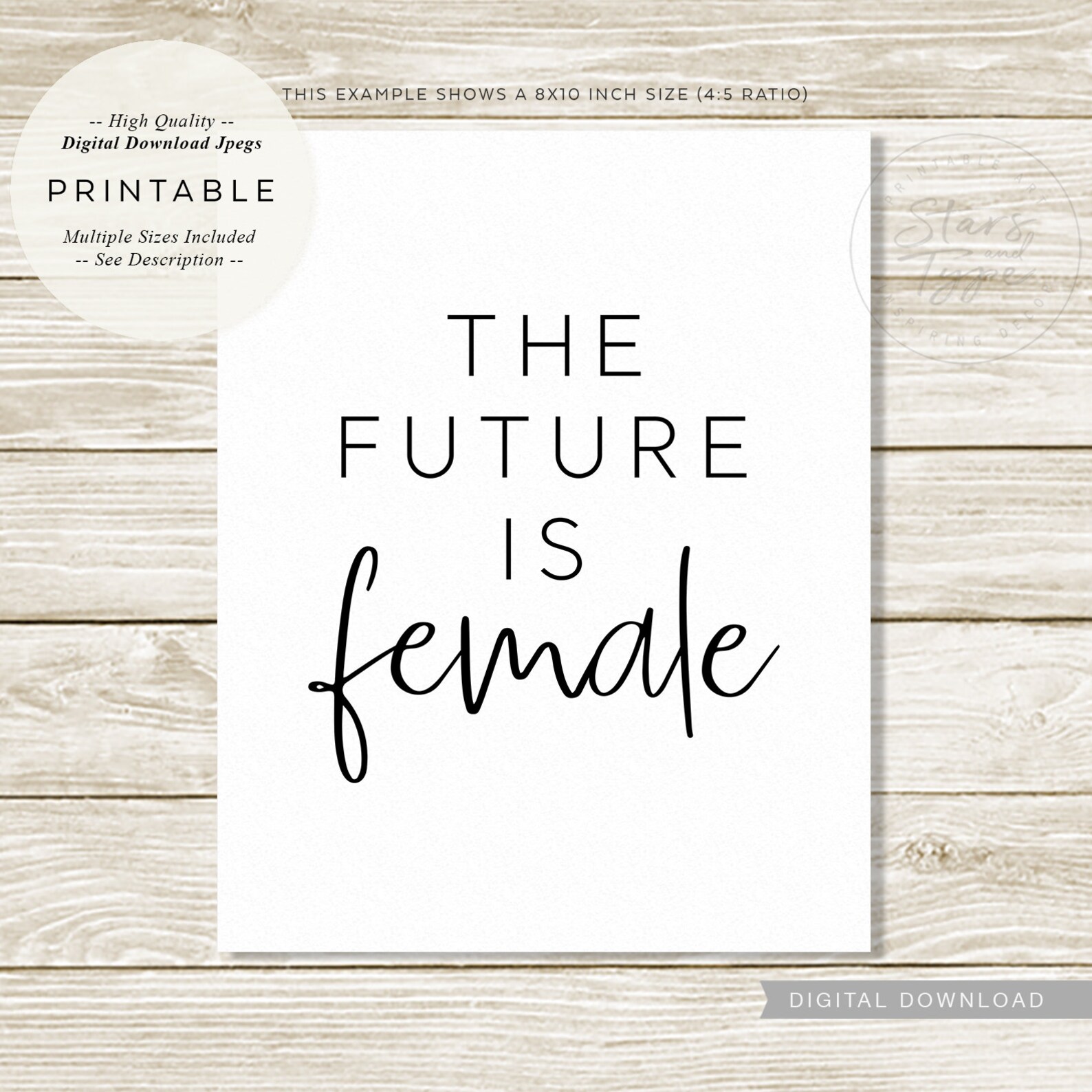 The Future is Female PRINTABLE Wall Art Feminist Quote Sign | Etsy