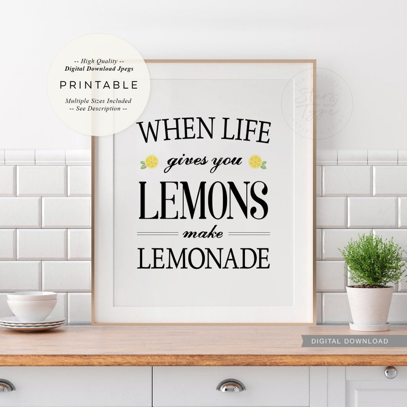 When Life Gives You Lemons Make Lemonade PRINTABLE Wall Art - Etsy UK