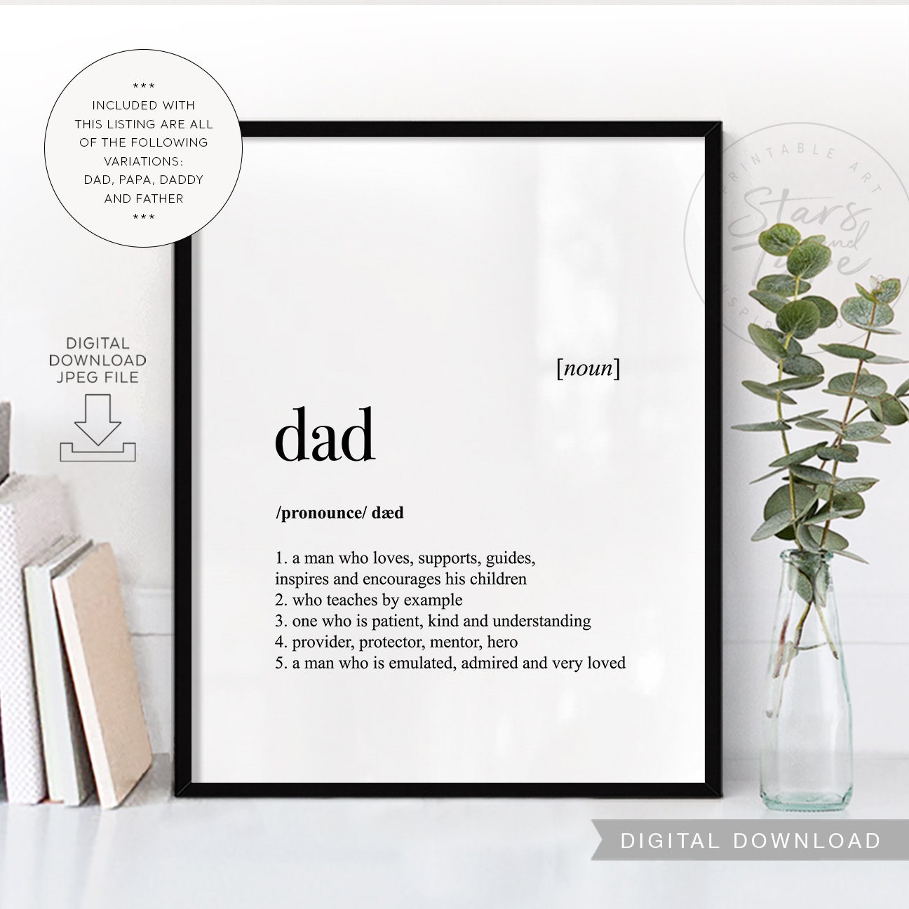 Dad Definition PRINTABLE Art Pops Daddy Papa Father Quote - Etsy UK