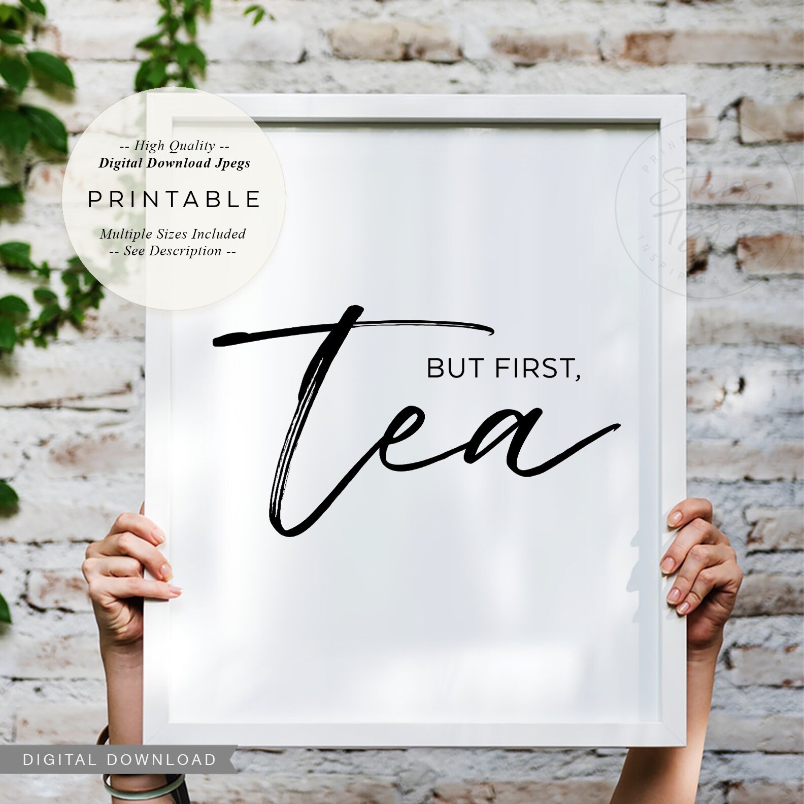 But First Tea PRINTABLE Wall Art Tea Lovers Quote Kitchen | Etsy