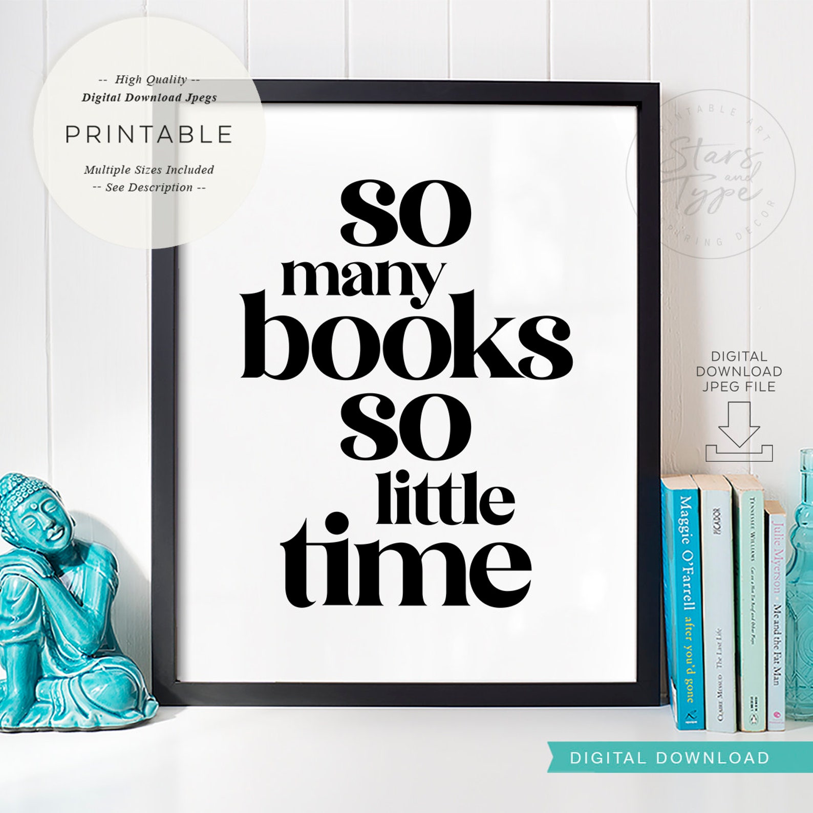 So Many Books so Little Time PRINTABLE Wall Art Reading Nook - Etsy