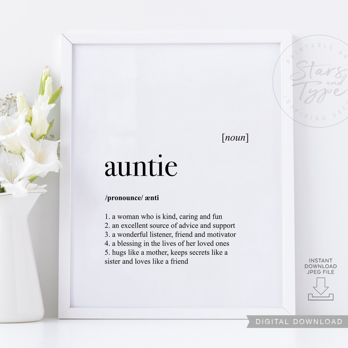 Auntie Definition PRINTABLE Art Gift for Aunt Mothers Day - Etsy