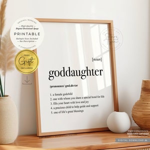 Goddaughter Definition, PRINTABLE Art, Dictionary Meaning, Godchild ...