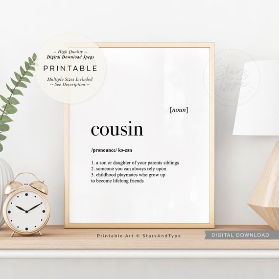 Cousin Definition PRINTABLE Art Cousin Birthday Gift - Etsy UK