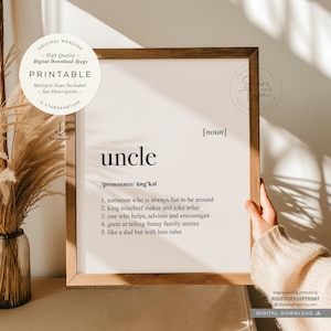 Uncle Definition, PRINTABLE Art, Gift for Special Uncle, Dictionary ...