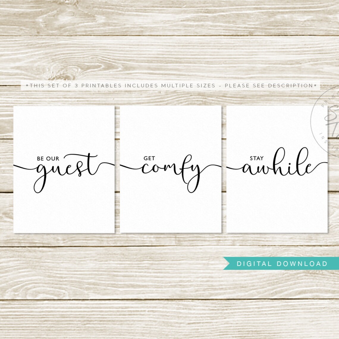 Be Our Guest Get Comfy Stay Awhile Set of 3 Wall Art - Etsy