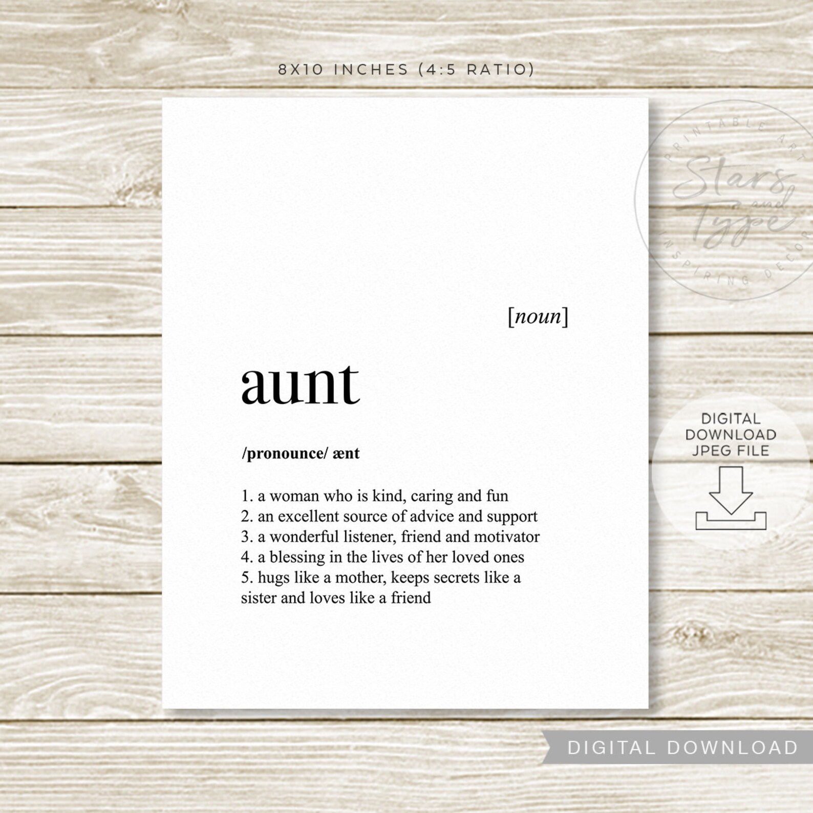 Auntie Definition PRINTABLE Art Gift for Aunt Mothers Day - Etsy