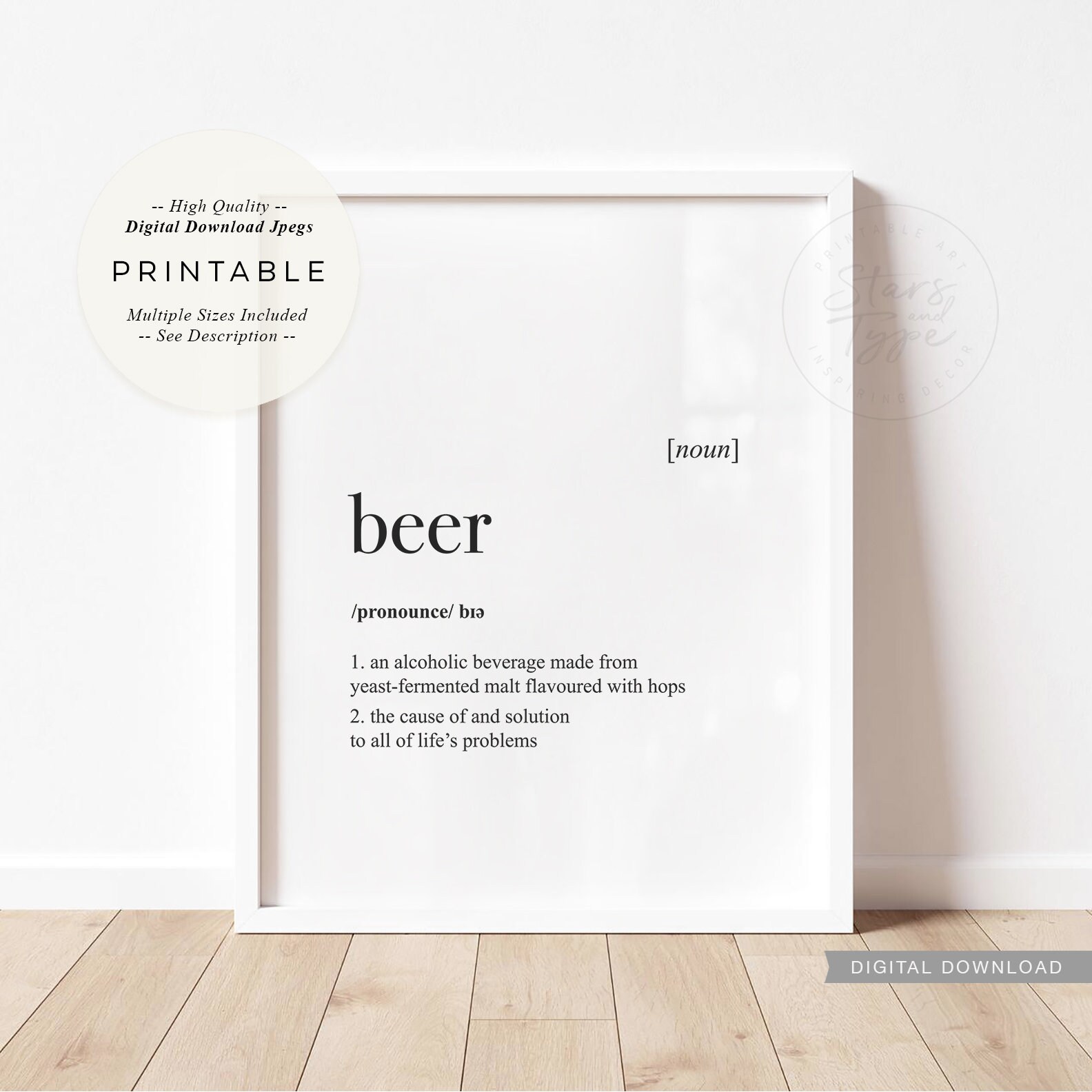 Beer Definition PRINTABLE Art Kitchen Decor Fun Husband - Etsy UK